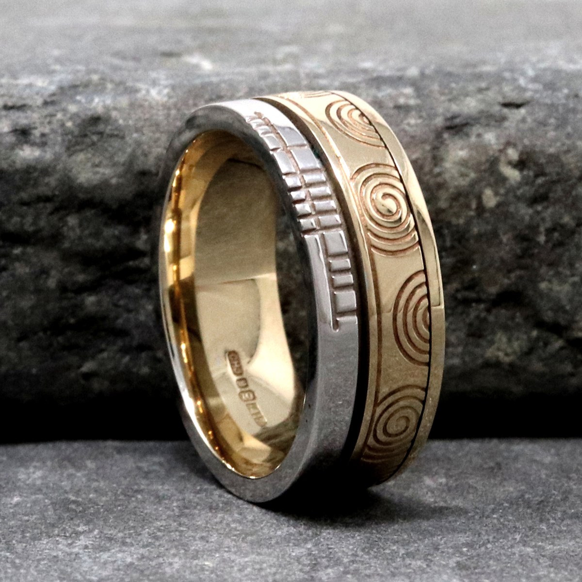 Newgrange Faith Yellow Gold with White Rail Band - Rings from Ireland