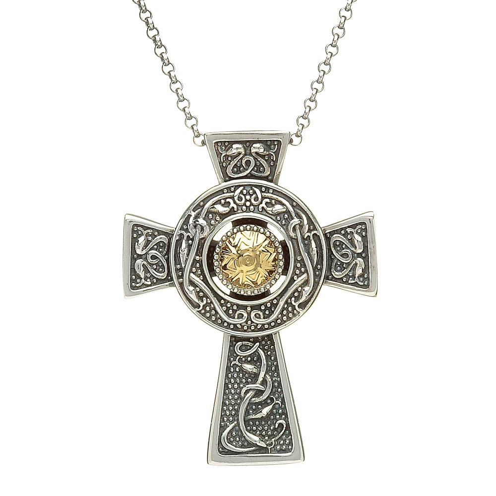 Viking Large Cross with 18k Gold Bead - Rings from Ireland