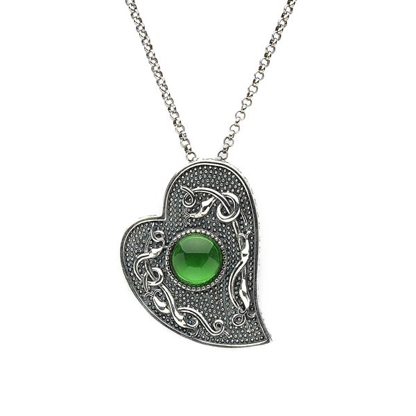 Viking Heart Pendant with Green Glass Stone | Rings from Ireland