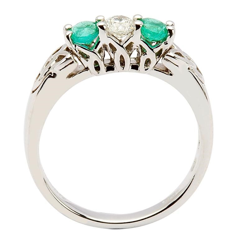 Diamond and Emerald Trinity Knot Engagement Ring - Rings from Ireland