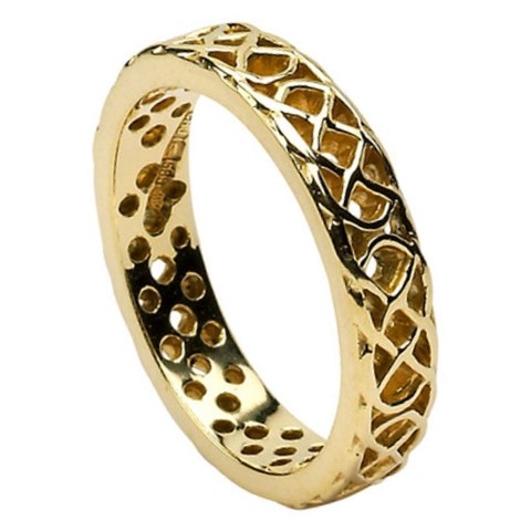 Pierced Celtic Knot Yellow Gold Wedding Ring - Rings from Ireland