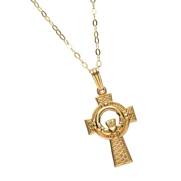 Medium Claddagh Yellow Gold Cross | Rings from Ireland