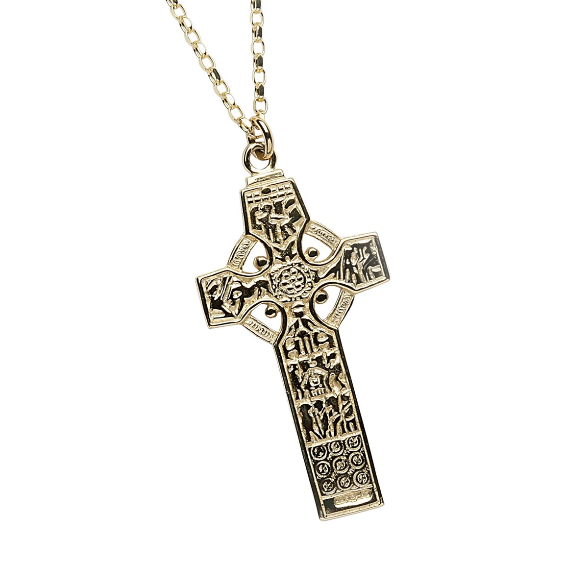 Kells Saint Patrick & Saint Columba High Cross Yellow Gold Necklace ...