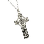 Kells Saint Patrick & Saint Columba High Cross White Gold Necklace ...