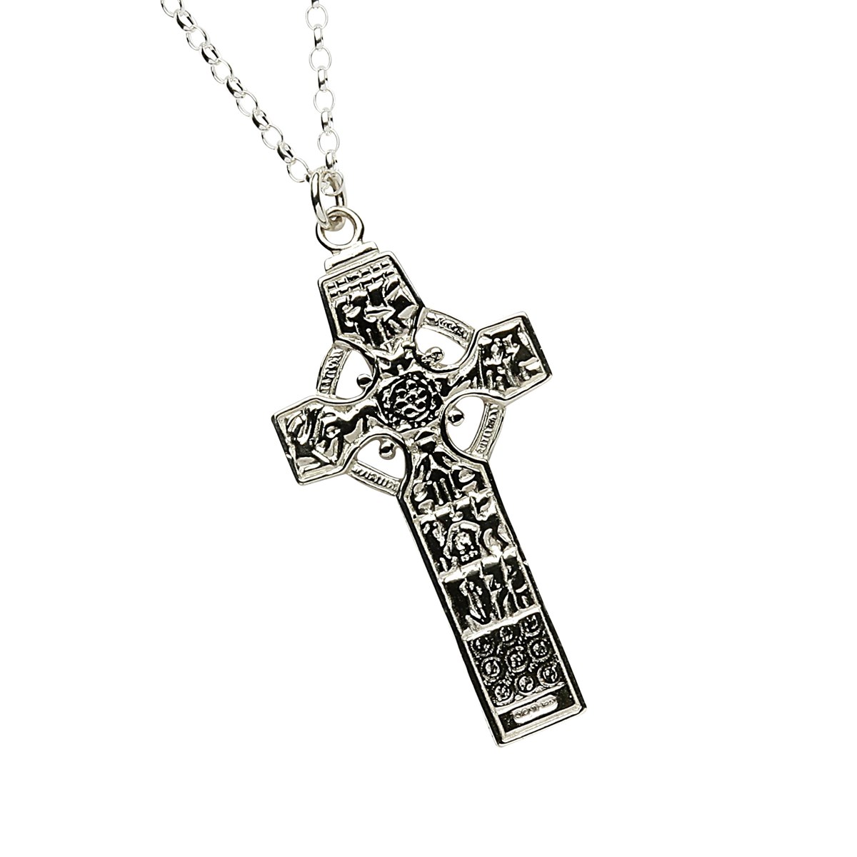 Kells Saint Patrick & Saint Columba High Cross White Gold Necklace ...