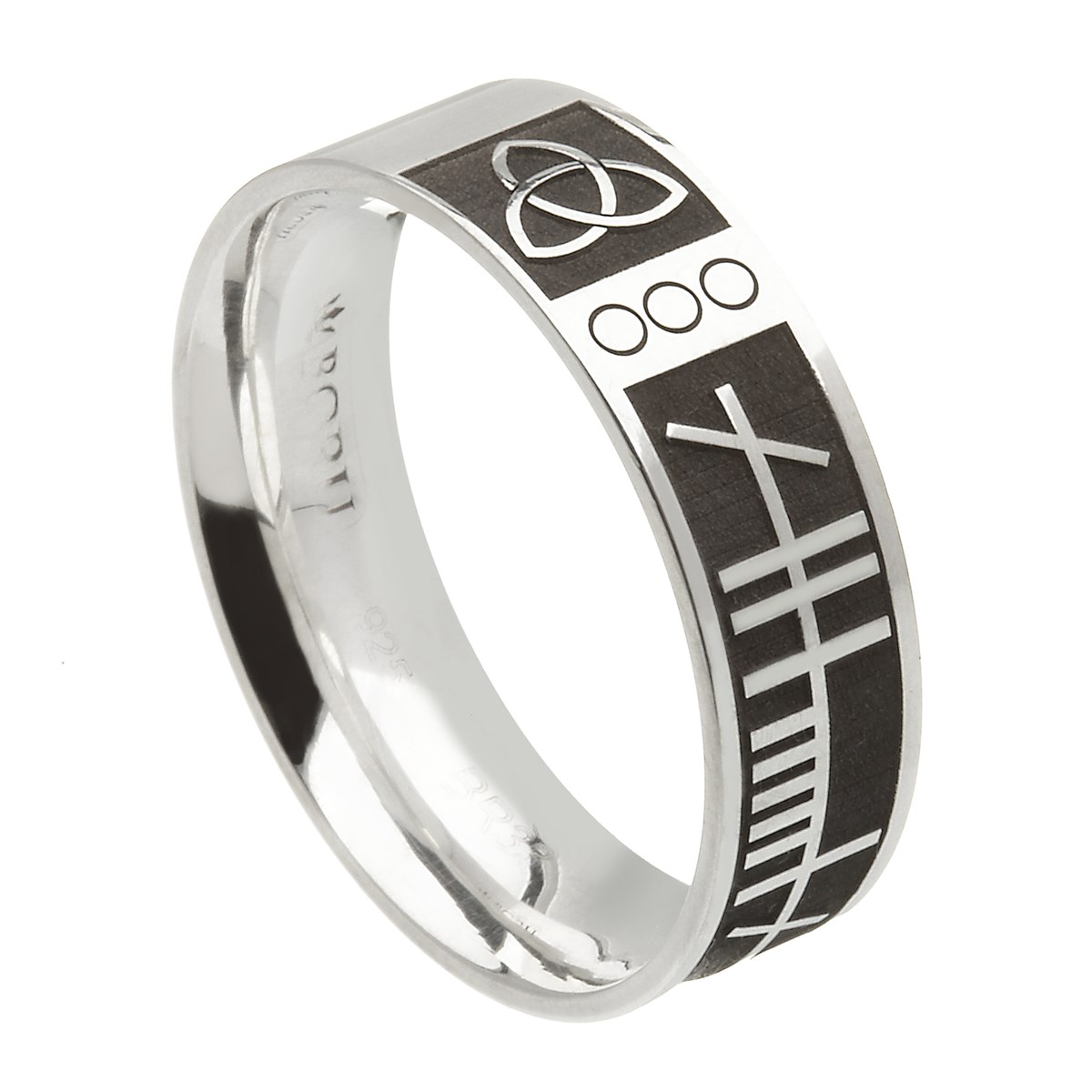 Ogham My Soul Mate Oxidized Silver Wide Wedding Ring - Rings from Ireland